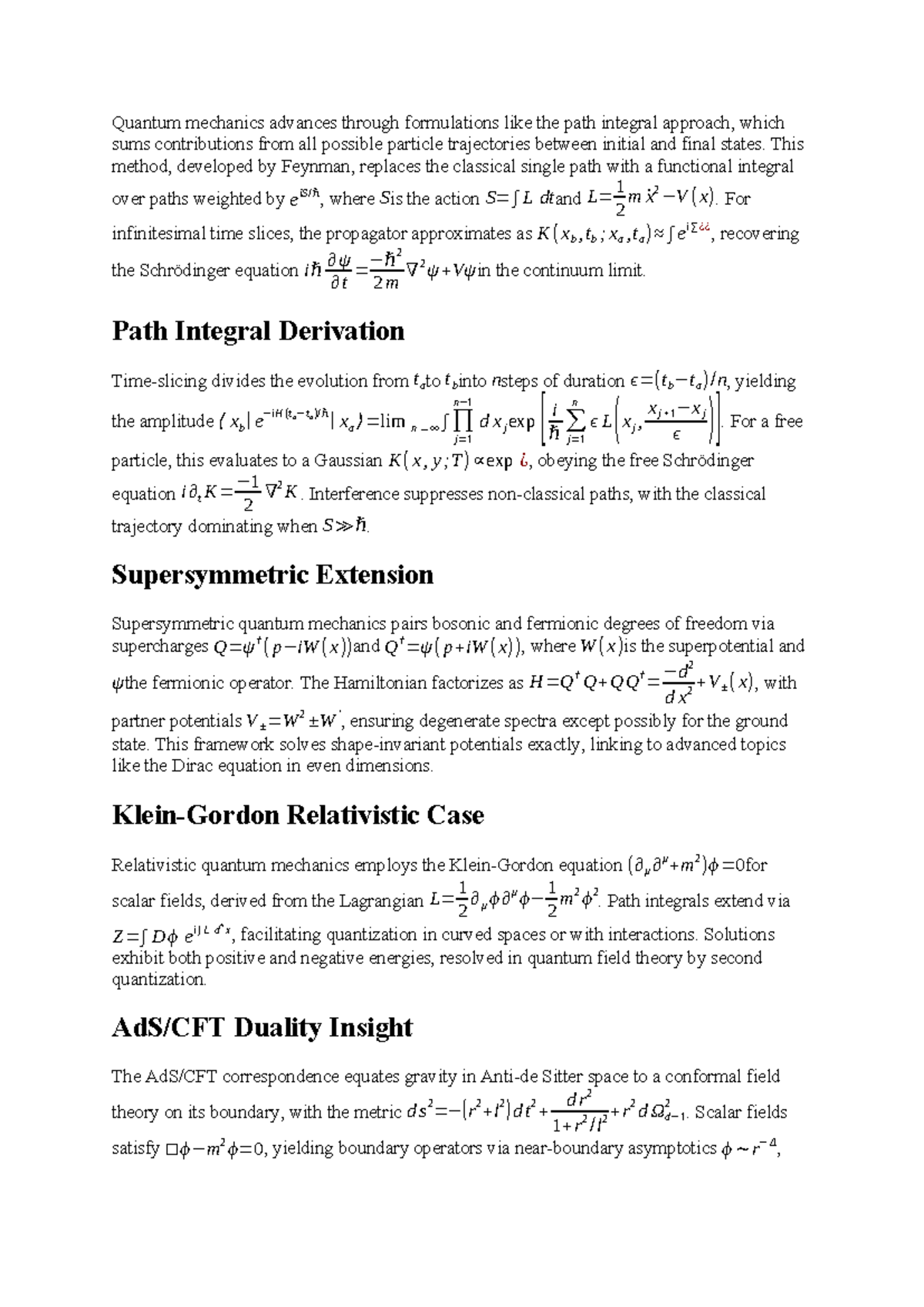Quantum Mechanics Advances: Path Integral Approach Explained - Studocu