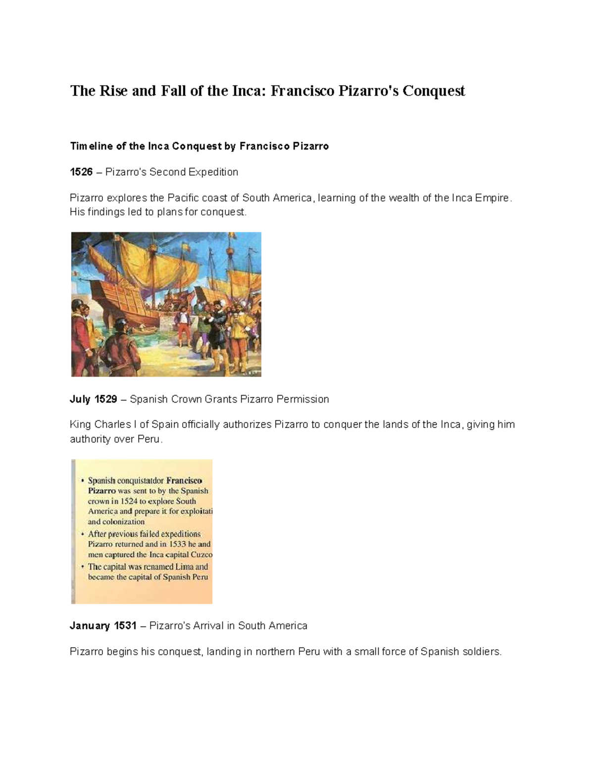 Francisco Pizarro Timeline