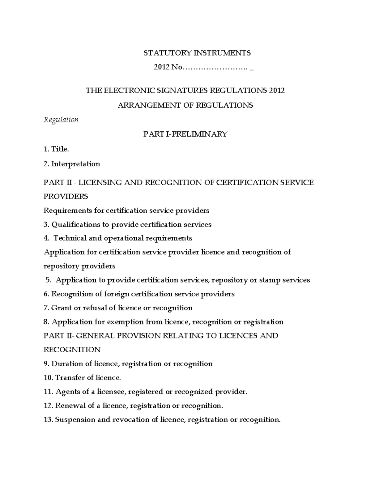 Electronic Signatures Regulations 2012: Comprehensive Overview - Studocu