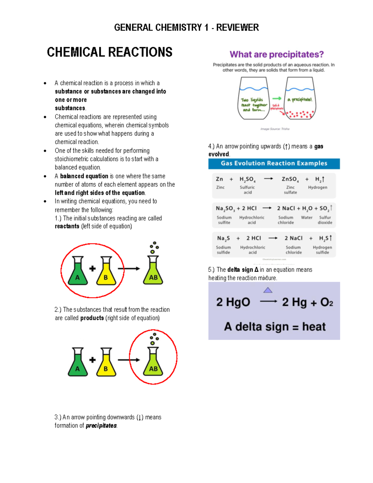 GEN-CHEM Reviewer-Q1-STEM - CHEMICAL REACTIONS A chemical reaction is a ...