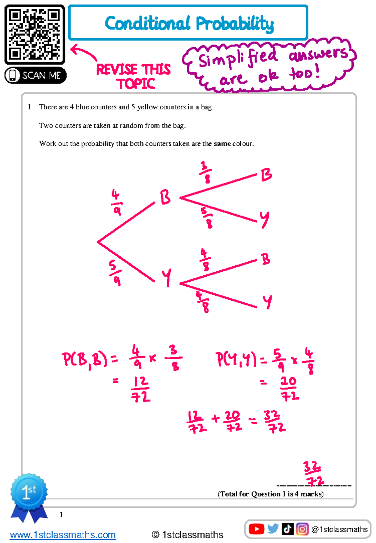 Conditional Probability Edexcel Solutions SCAN ME 1 - Studocu