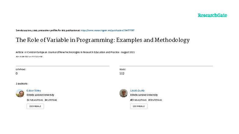 The Role of Variables in Programming: Examples & Methodology (CS101 ...