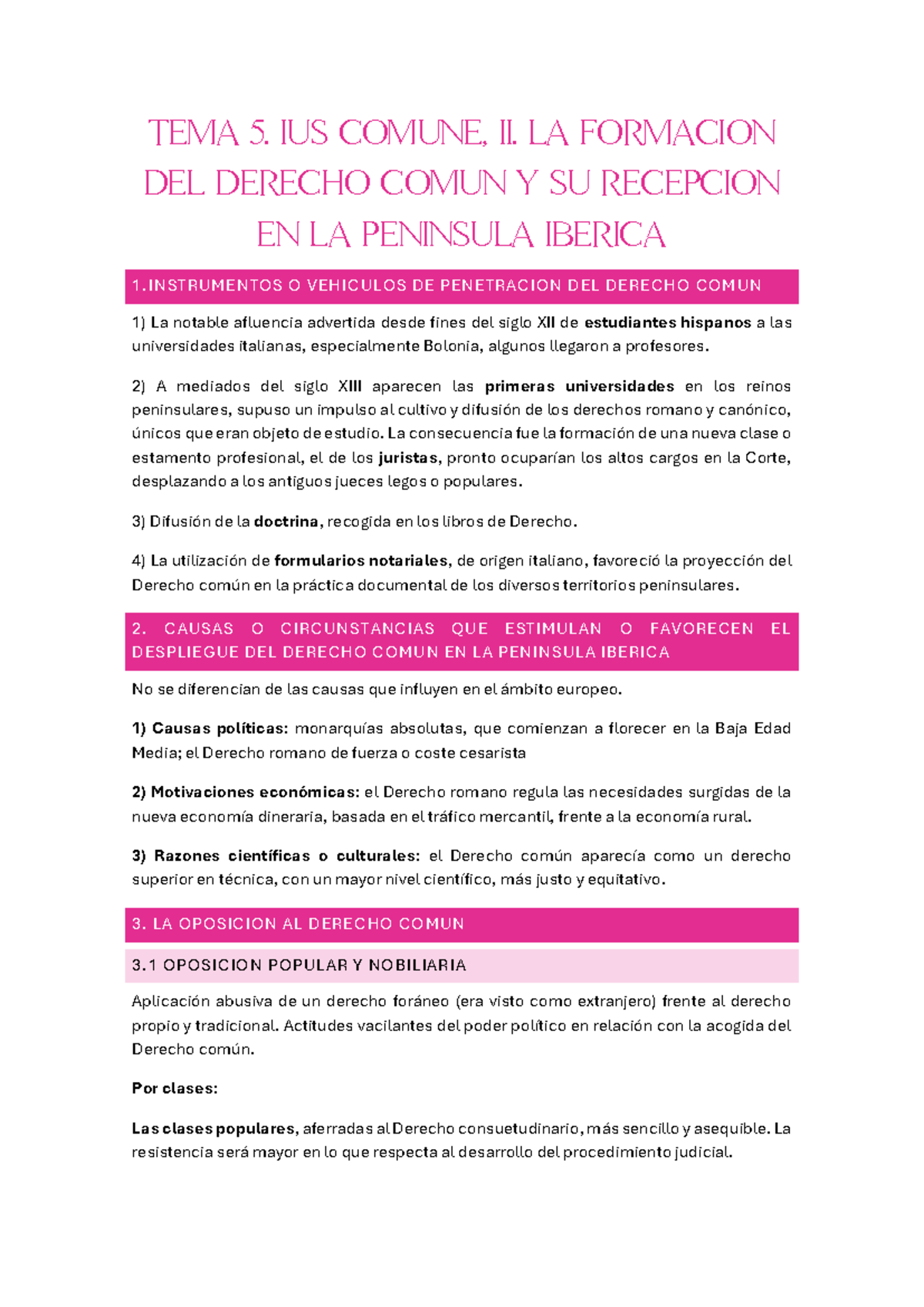 HIstoria del Derecho - Tema 5 - TEMA 5. IUS COMUNE, II. LA FORMACION ...