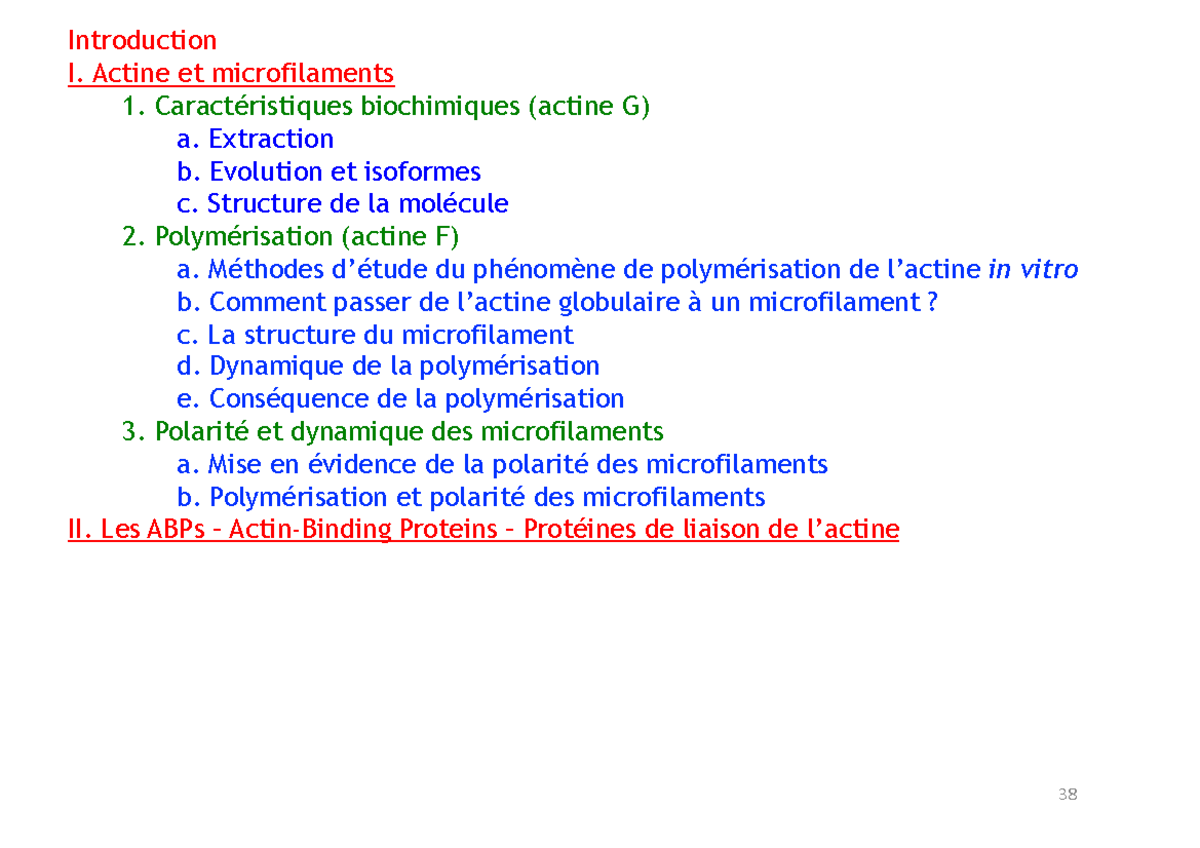 Chapitre 2 d'Actine - Introduction I. Actine et microfilaments 1 ...