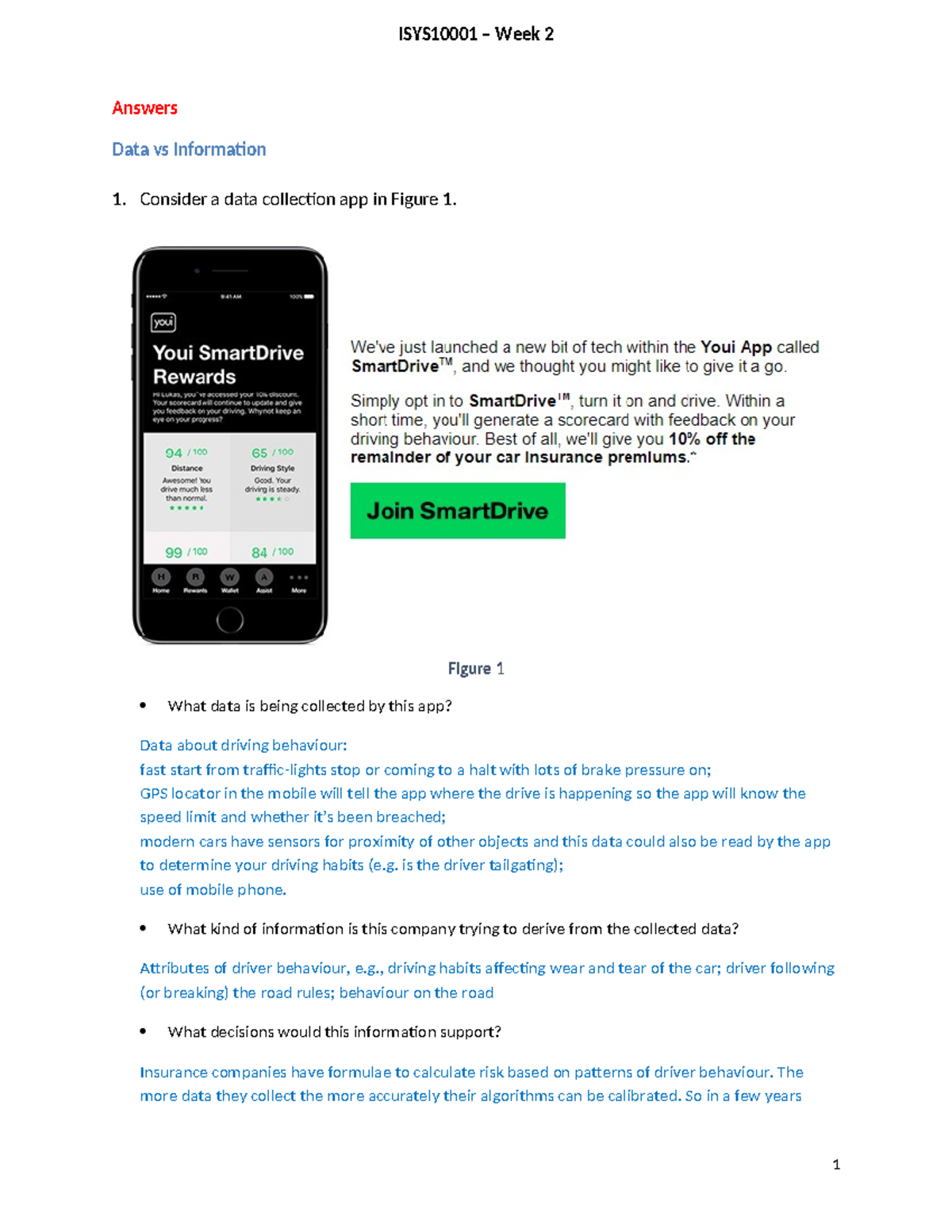 ISYS10001 Week 2 tutor guide - ISYS10001 – Week 2 Answers Data vs ...