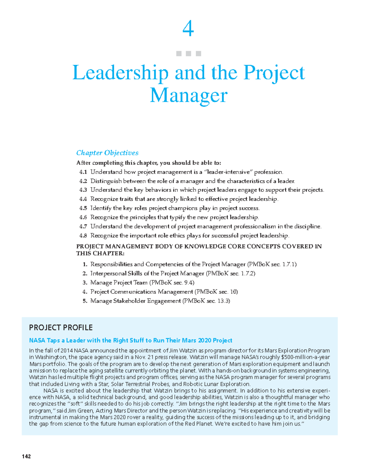Chapter 4 - good - 142 4 Leadership and the Project Manager Chapter ...