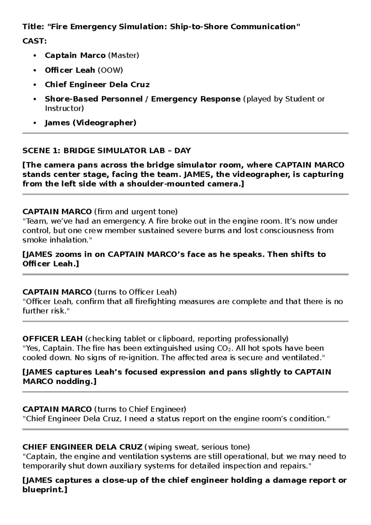 Final Exam Script: Emergency Simulation - MGMT - Studocu