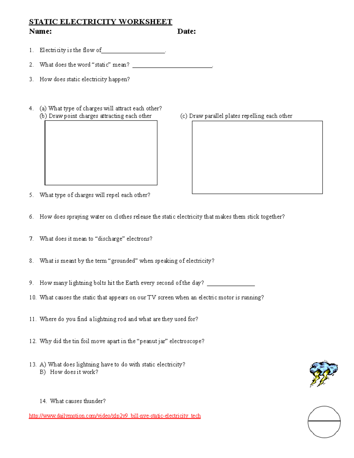 Electrostatic & Electric Current worksheets - STATIC ELECTRICITY ...