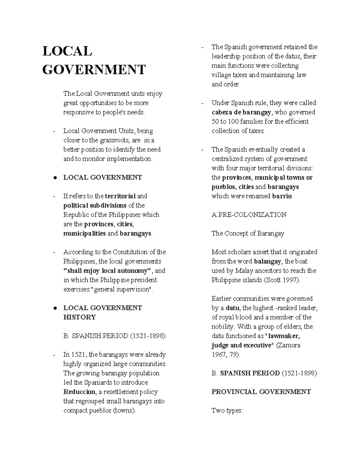 LOCAL GOVERNMENT HISTORY: Evolution and Structure in the Philippines ...
