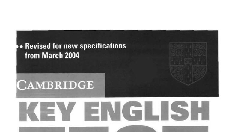 KET - CUP 2 Examination Papers: Revised Edition for 2004 - Studocu