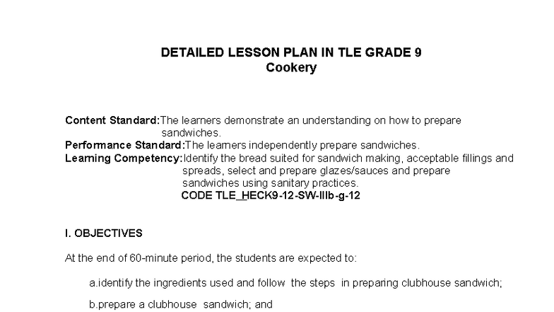 513606162 Detailed Lesson PLAN IN Cookery 9 3rd grading - DETAILED ...