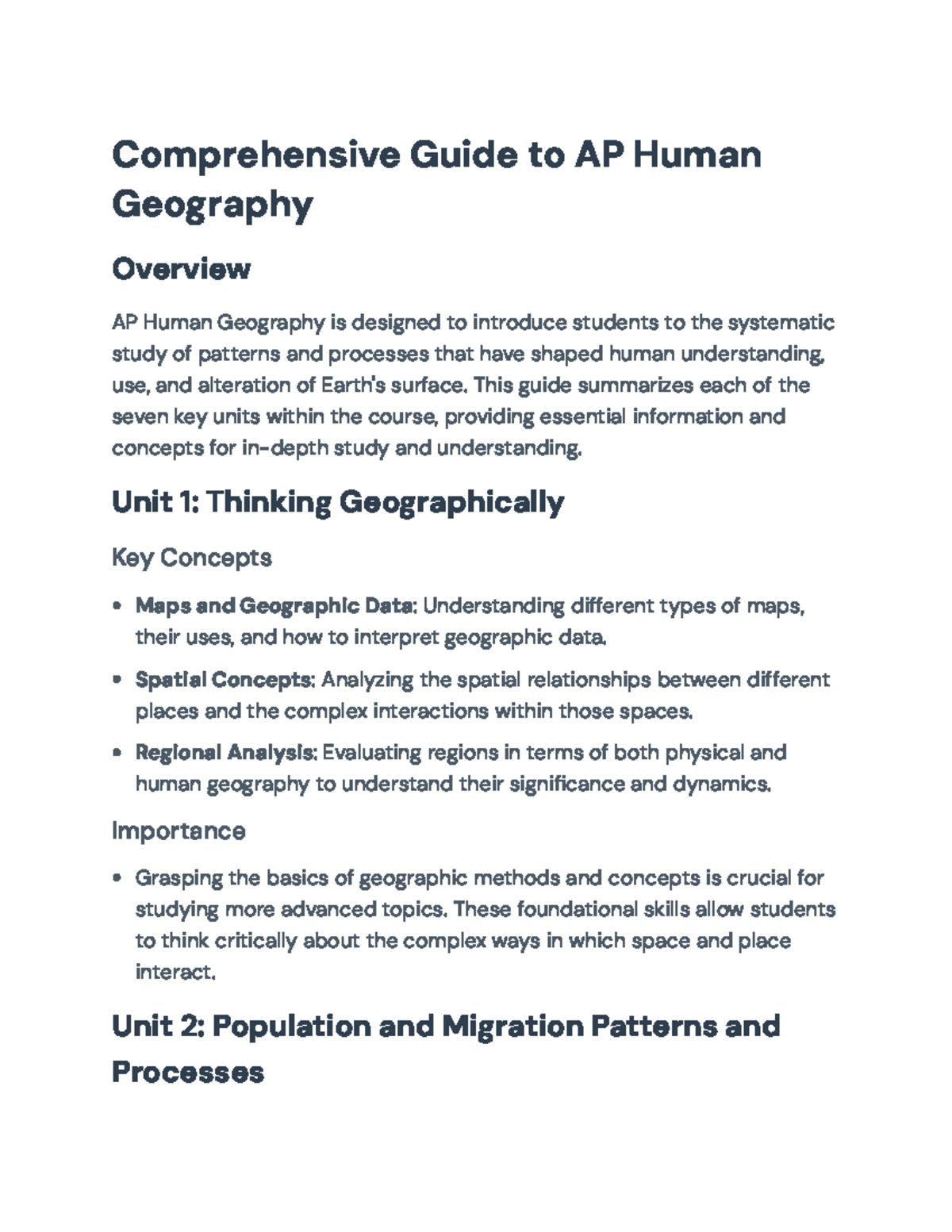 AP Human Geography Comprehensive Study Guide (Course Code: APHG ...