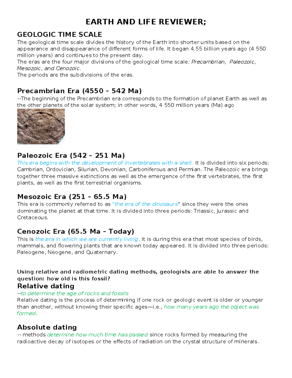 Geology 101: Earth and Life - Geologic Time Scale Overview - Studocu
