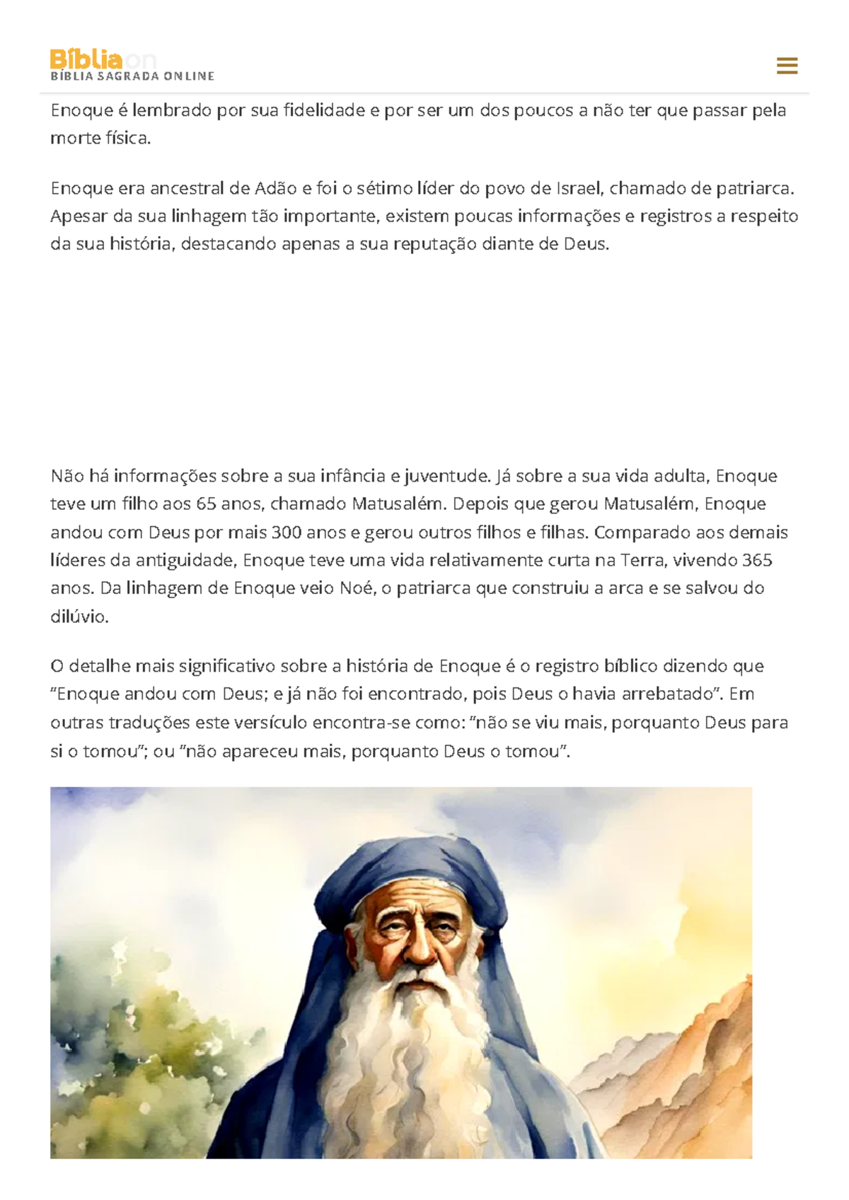 A história de Enoque (o homem que andou com Deus e não viu a morte ...