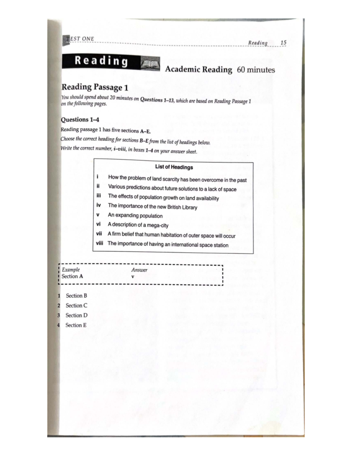 EST ONE Reading Test 1: Space and Population Growth Analysis - Studocu