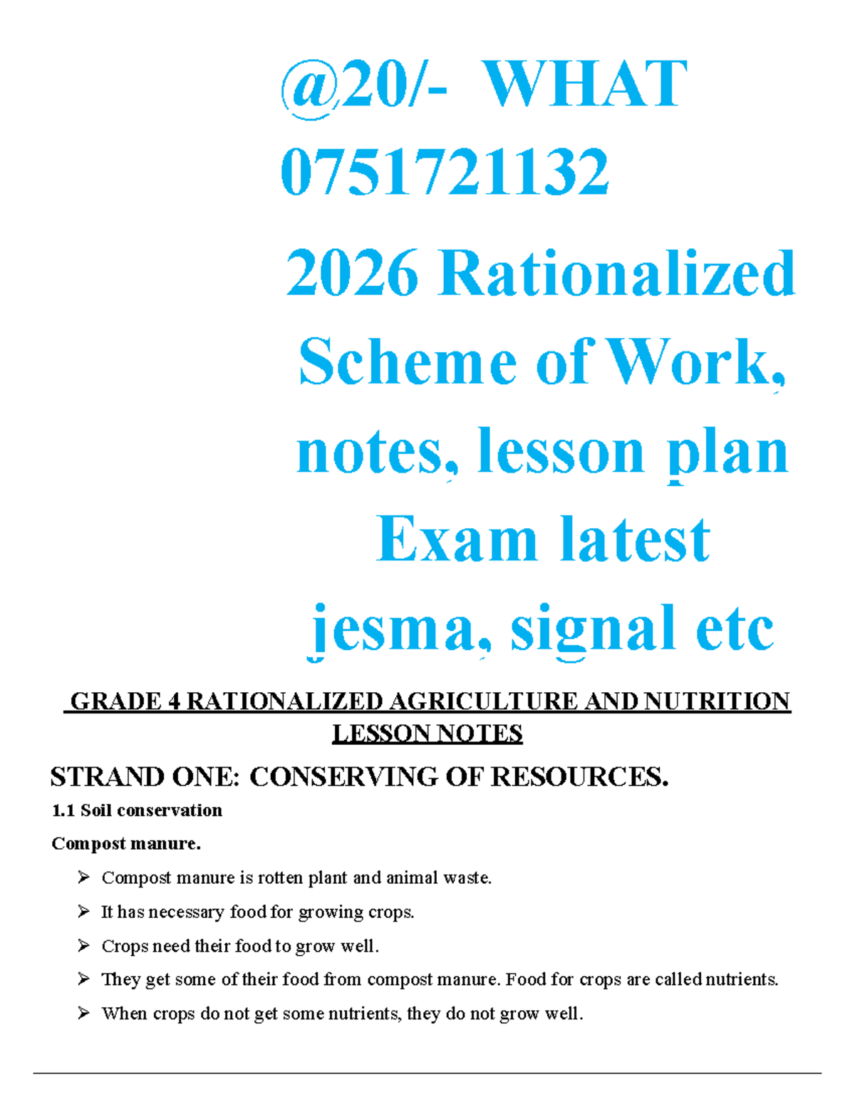 2026 Rationalized 0751721132 Grade 4 Agriculture & Nutrition Lesson ...