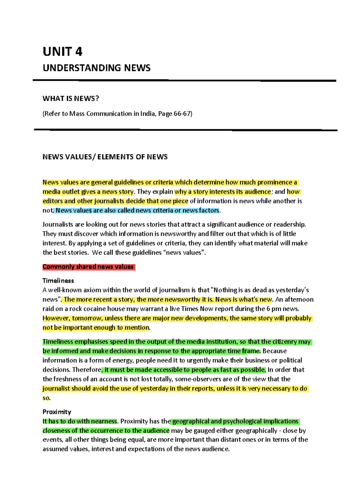 Understanding News Values: Key Elements in Journalism (COMM101) - Studocu
