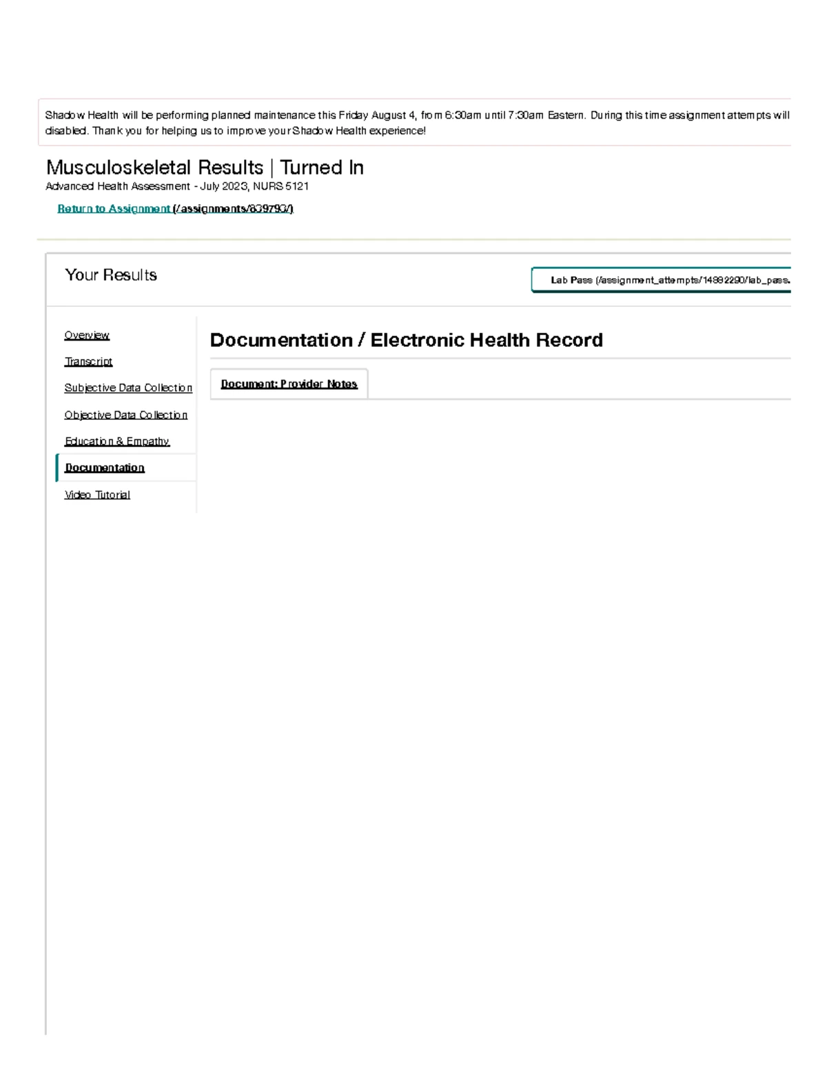 Musculoskeletal Documentation - Musculoskeletal Results | Turned In ...