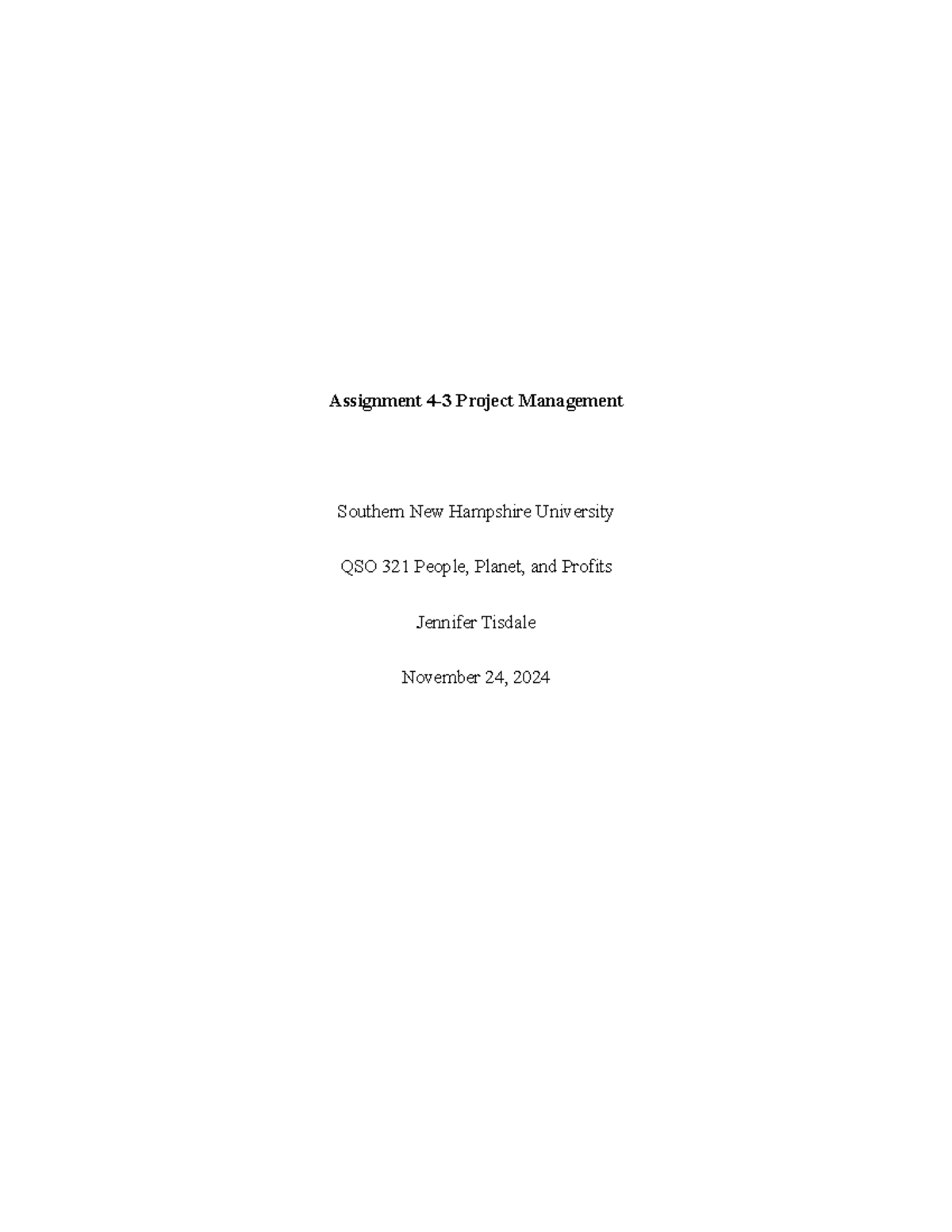 QSO 321 Assignment 4-3: Project Management in Lean Manufacturing - Studocu