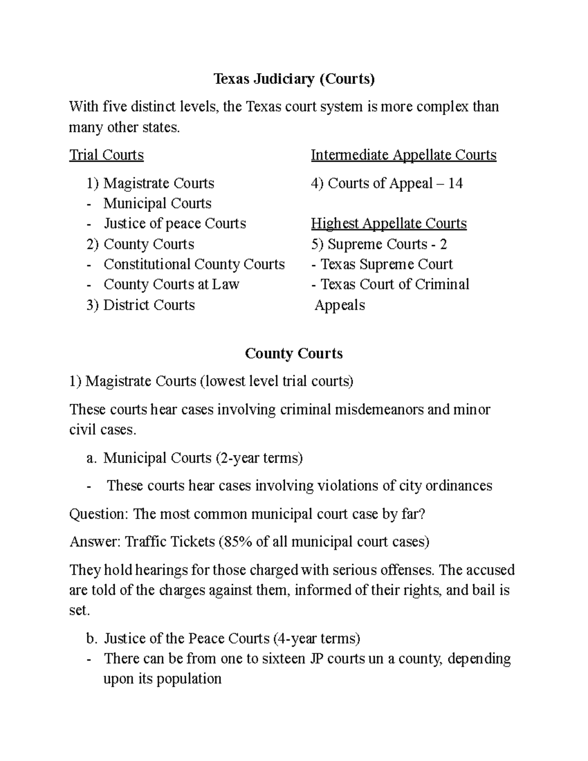 Texas Judiciary Overview: Structure, Courts, and Revenue Systems ...