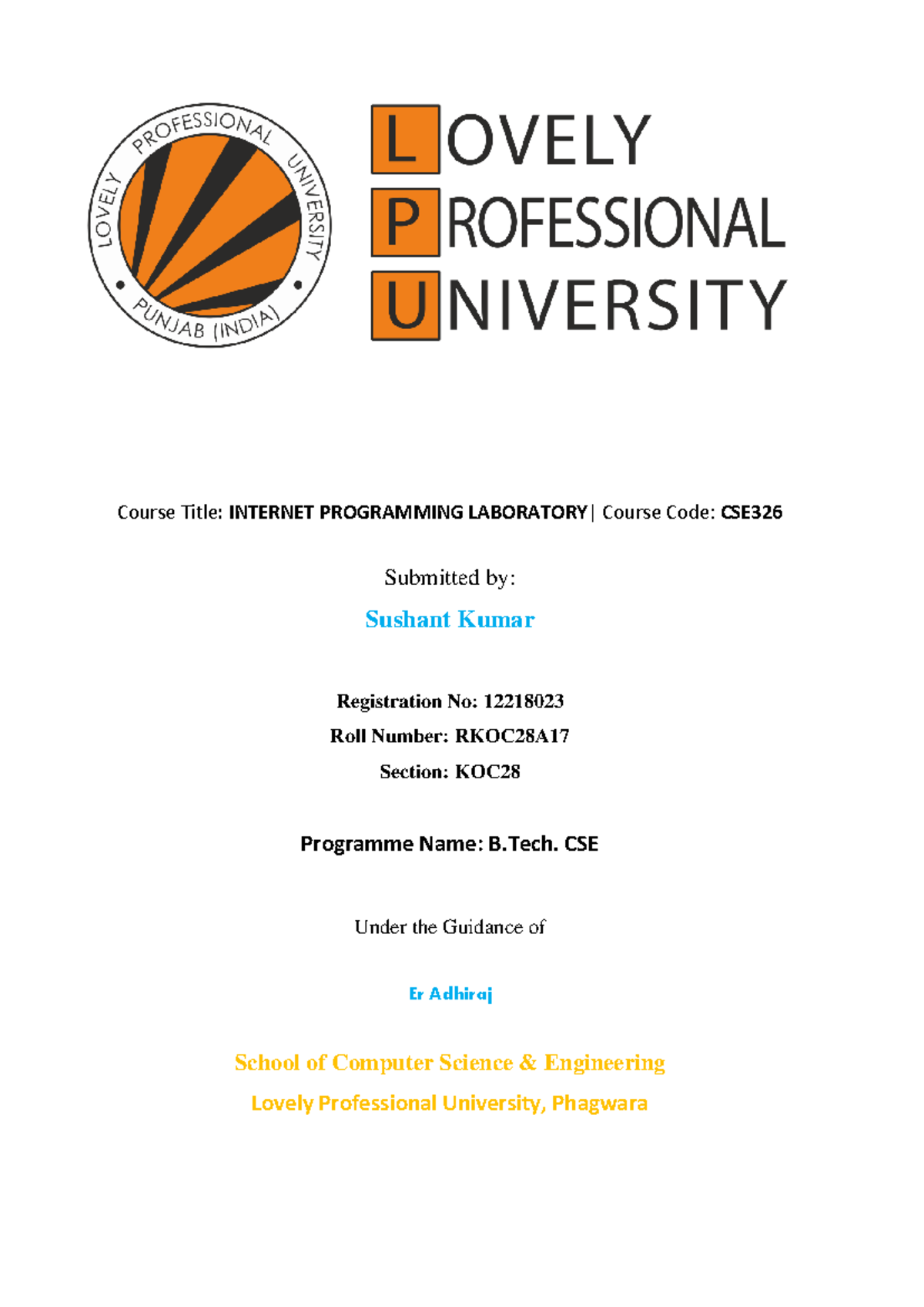 Sushant - CSE326 Project - Course Title: INTERNET PROGRAMMING ...