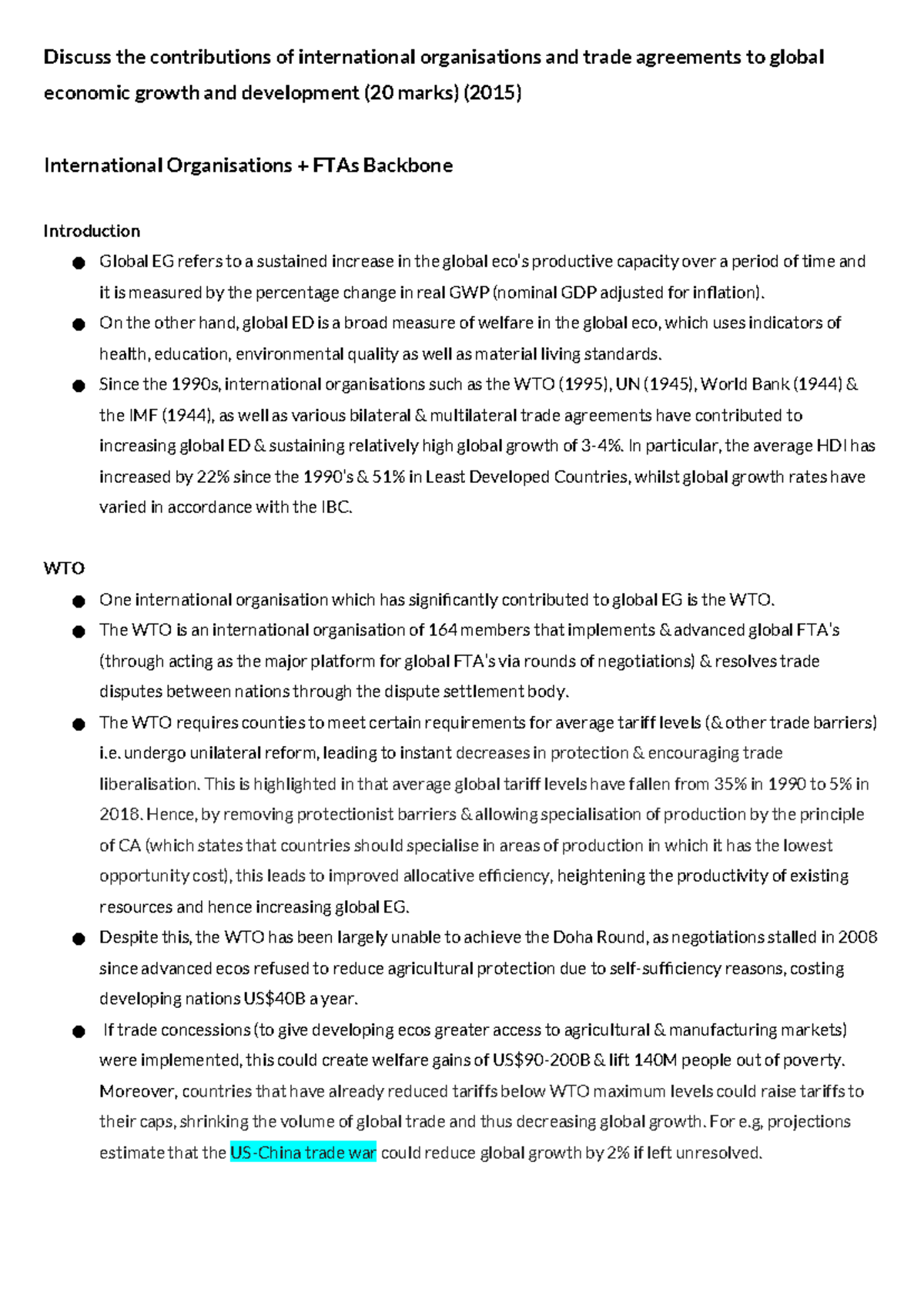 International Organisations and Trade Agreements: Impact on Global ...