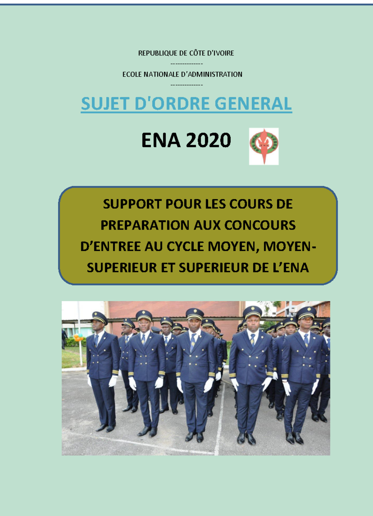 ENA 2020 - Sujet d'Ordre Général pour les Concours Administratifs - Studocu