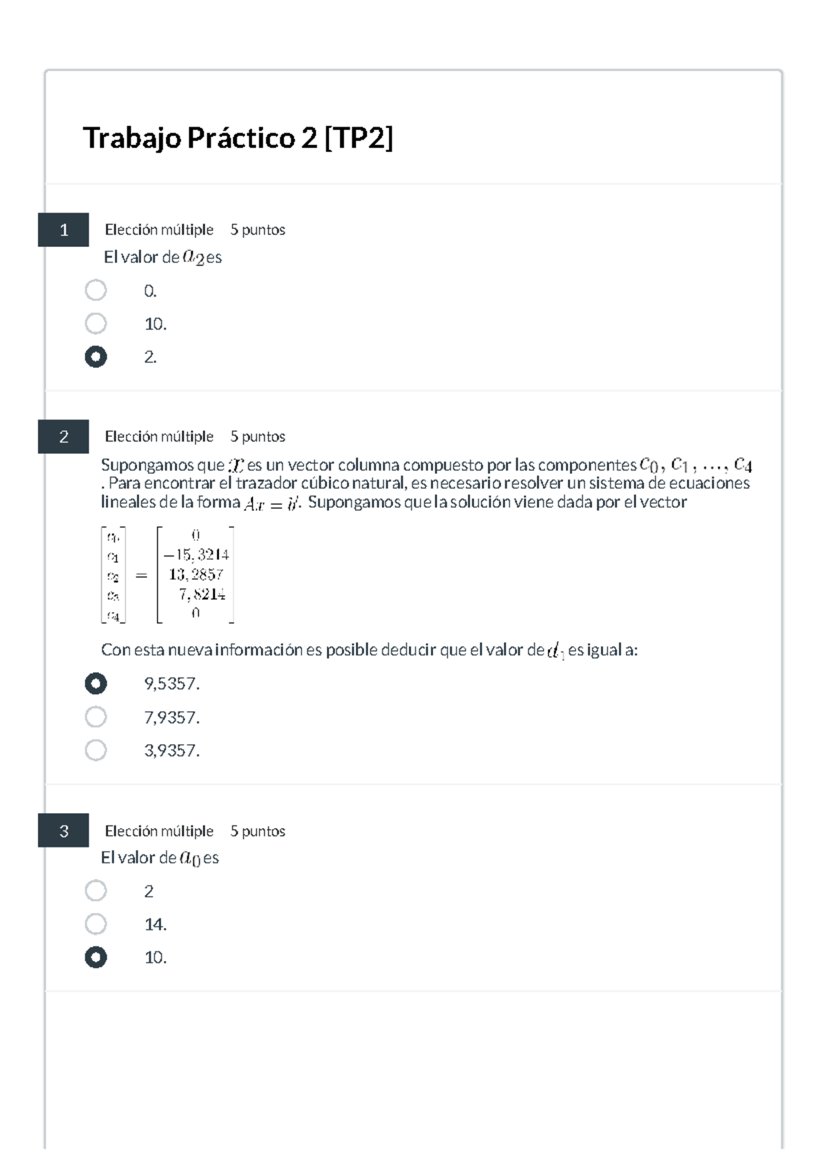 Trabajo Práctico 2 [TP2]: Ejercicios de Elección Múltiple - Studocu