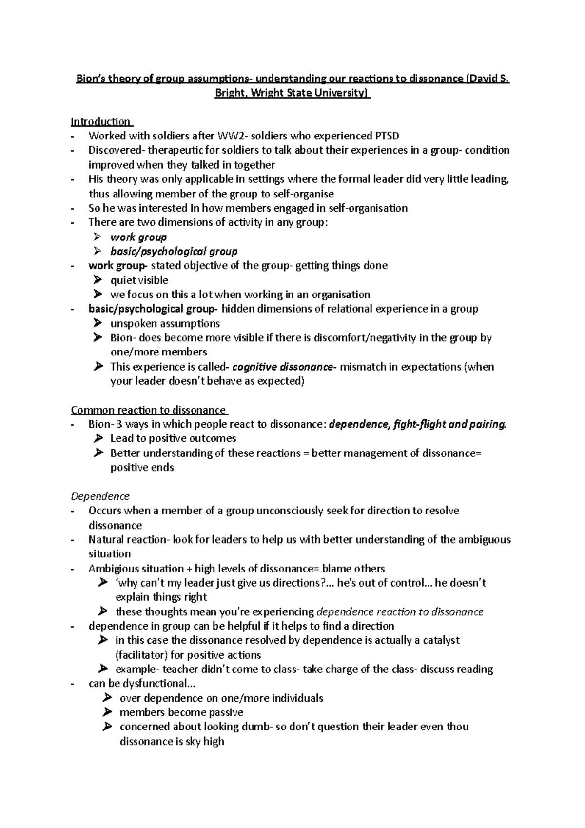 BION 302: Exploring Bion's Group Assumptions Theory and Dissonance ...