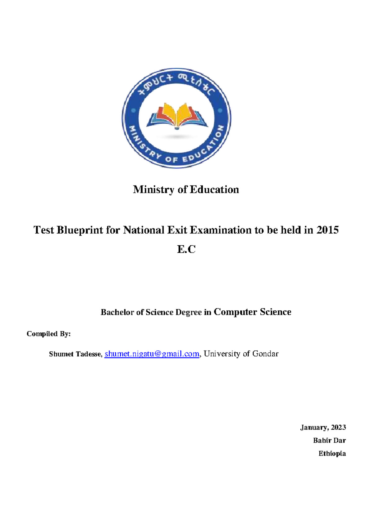 Test Blueprint for National Exit Exam in Computer Science (BSc) - Studocu