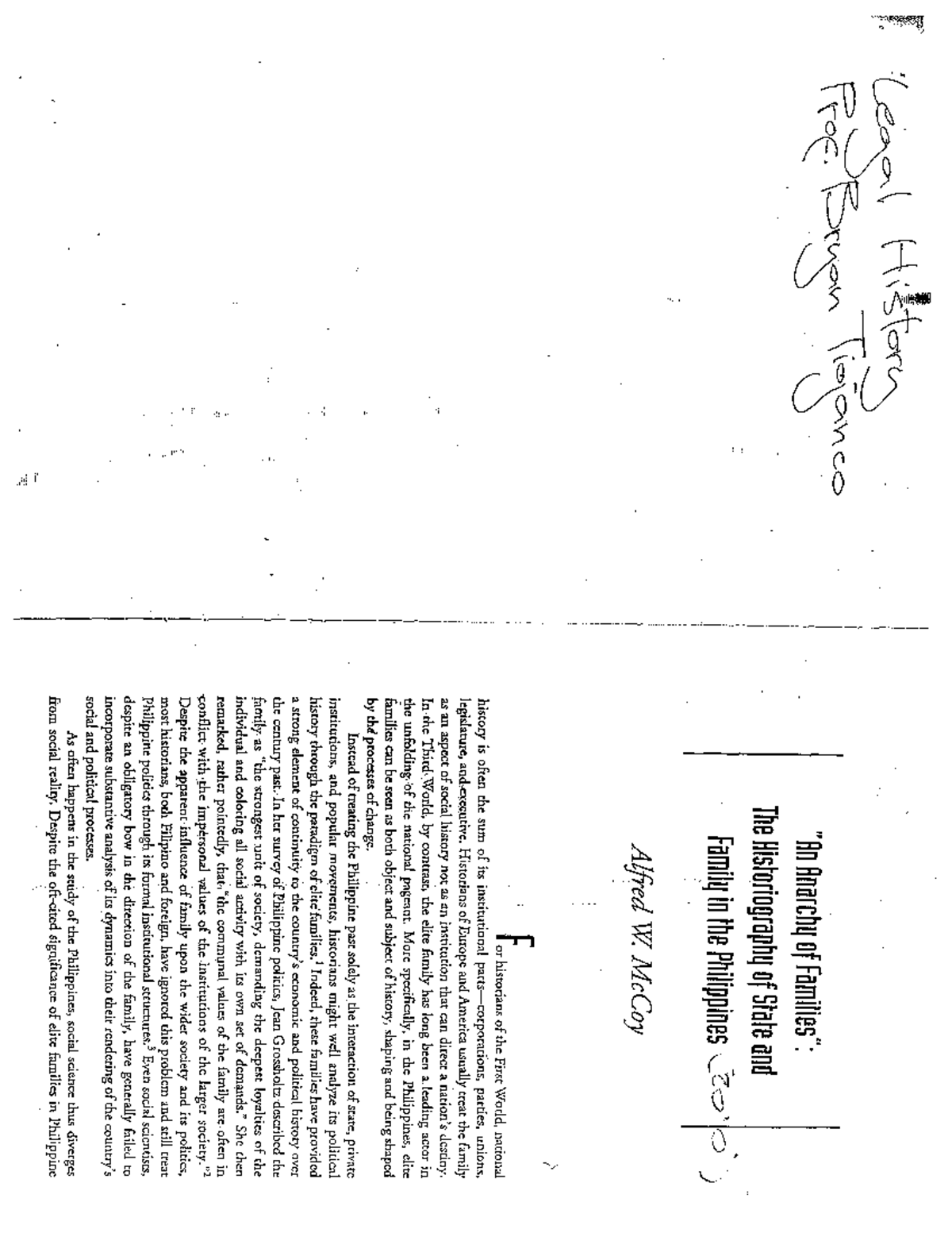 Alfred mccoy an anarchy of families - I [ I I .. Rn of ####### The of ...
