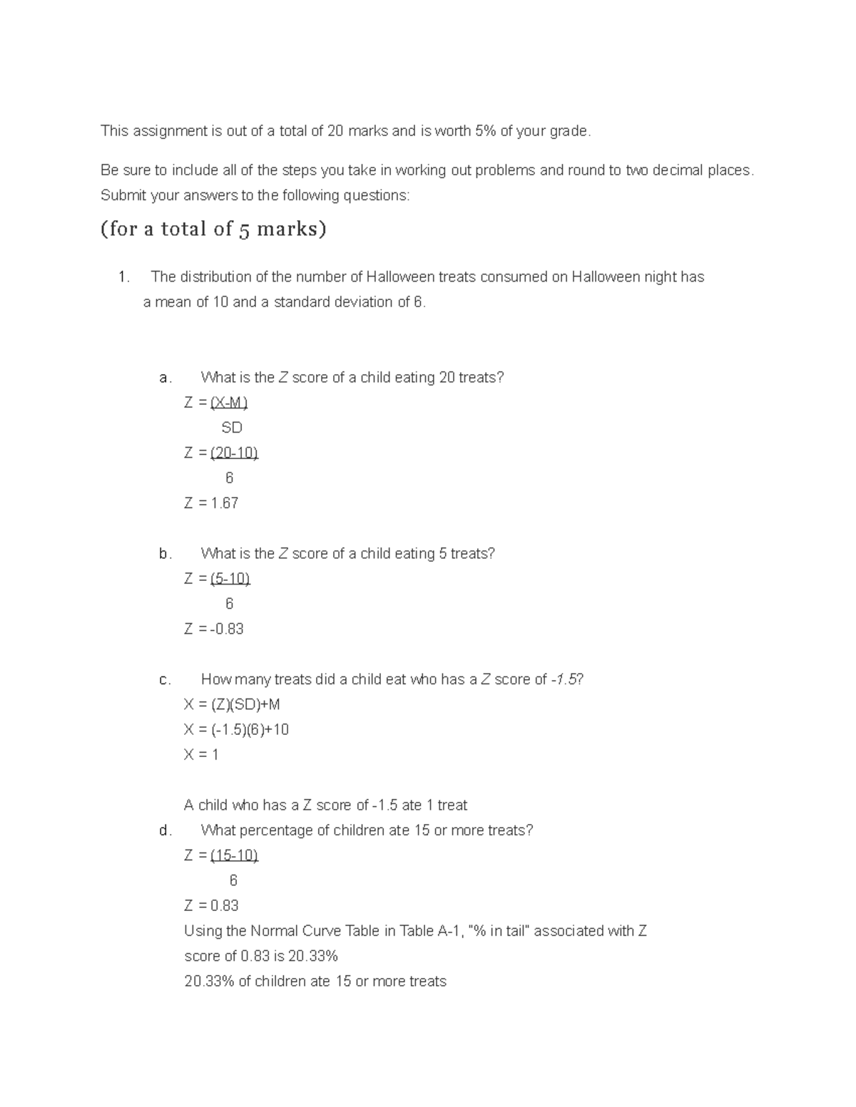 SOCI301 Assignment 4: Z Scores & Normal Distribution Analysis - Studocu