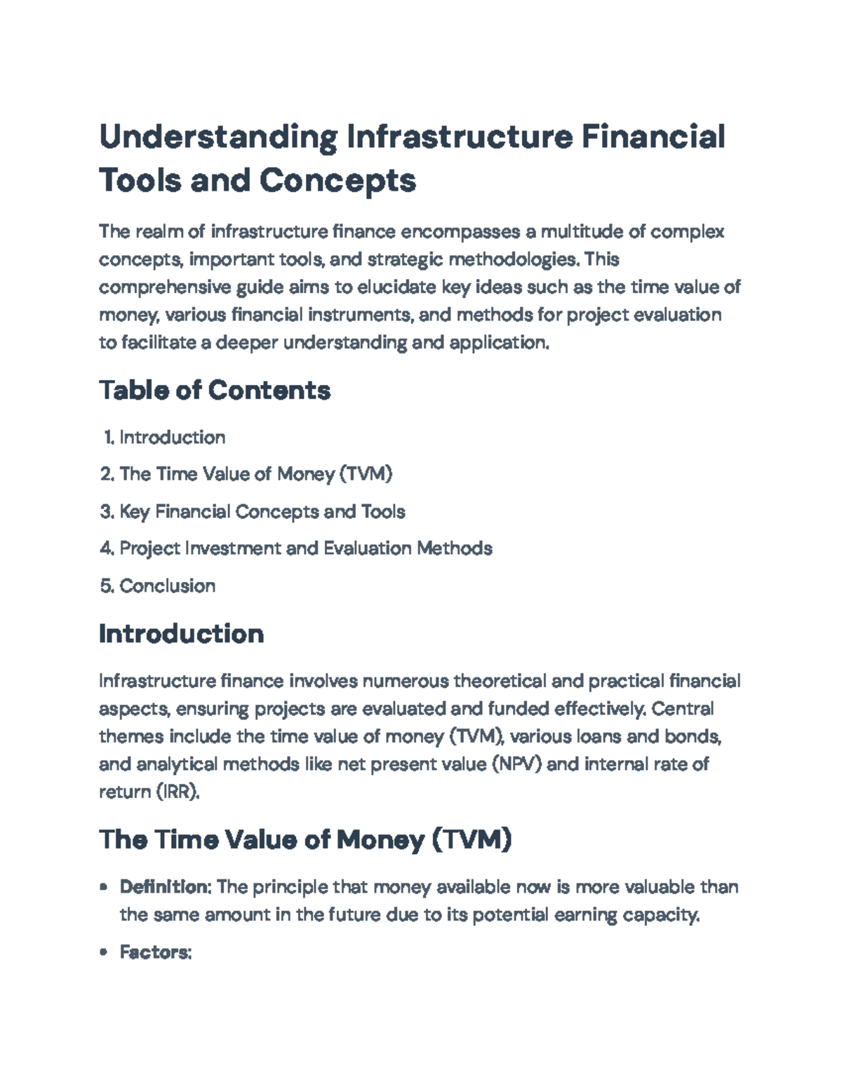Infrastructure Finance: Key Concepts and Evaluation Methods Guide ...