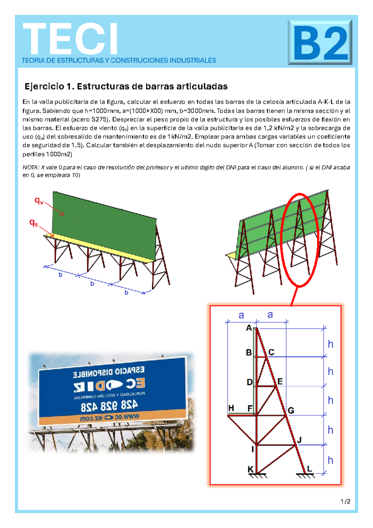 Boletín 2 TECI 2025: Cálculo de Estructuras de Barras Articuladas - Studocu