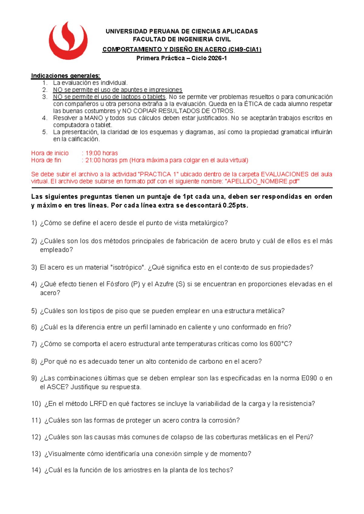 PC1 - Comportamiento y Diseño en Acero: Primera Práctica - Studocu