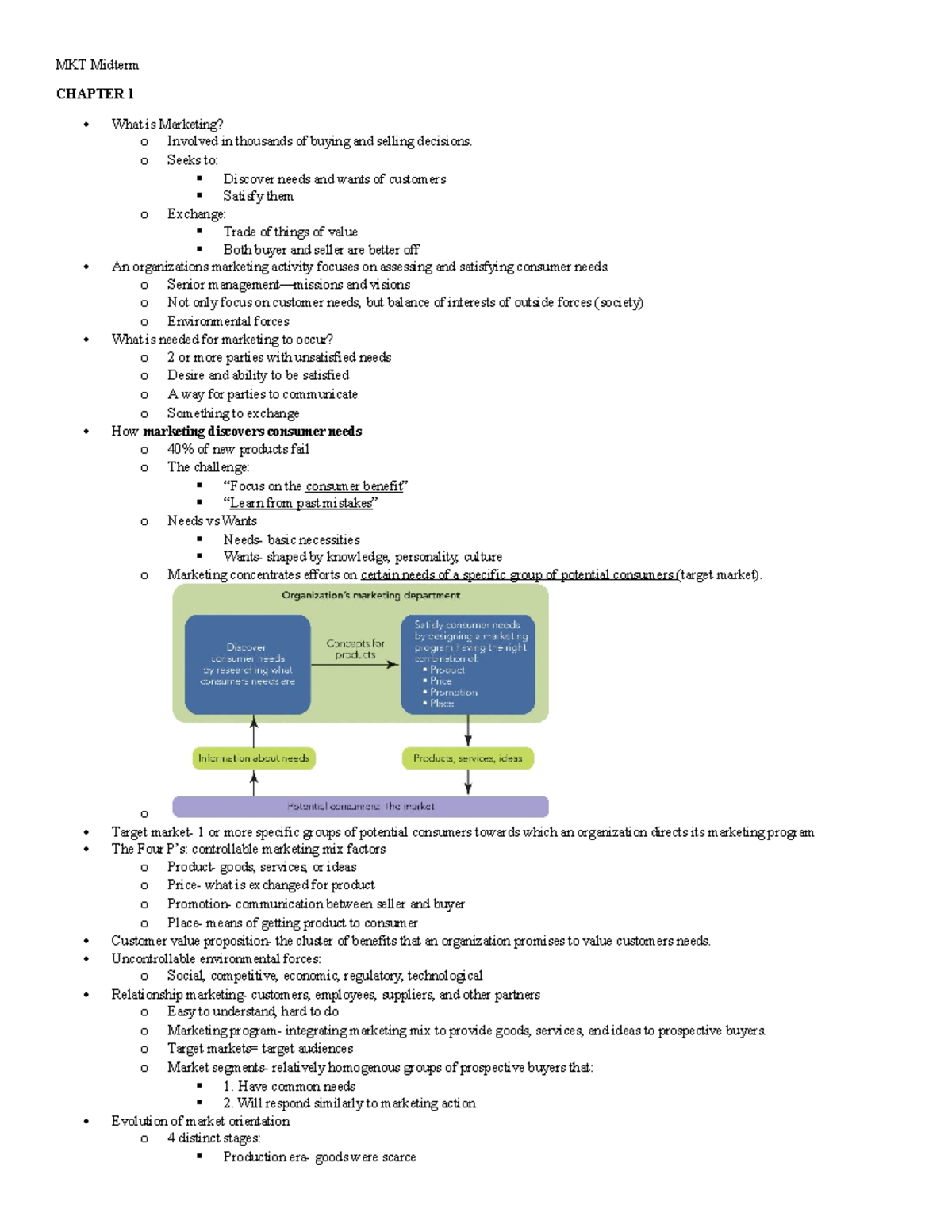 MKT 101 Midterm Review: Key Concepts and Consumer Insights - Studocu