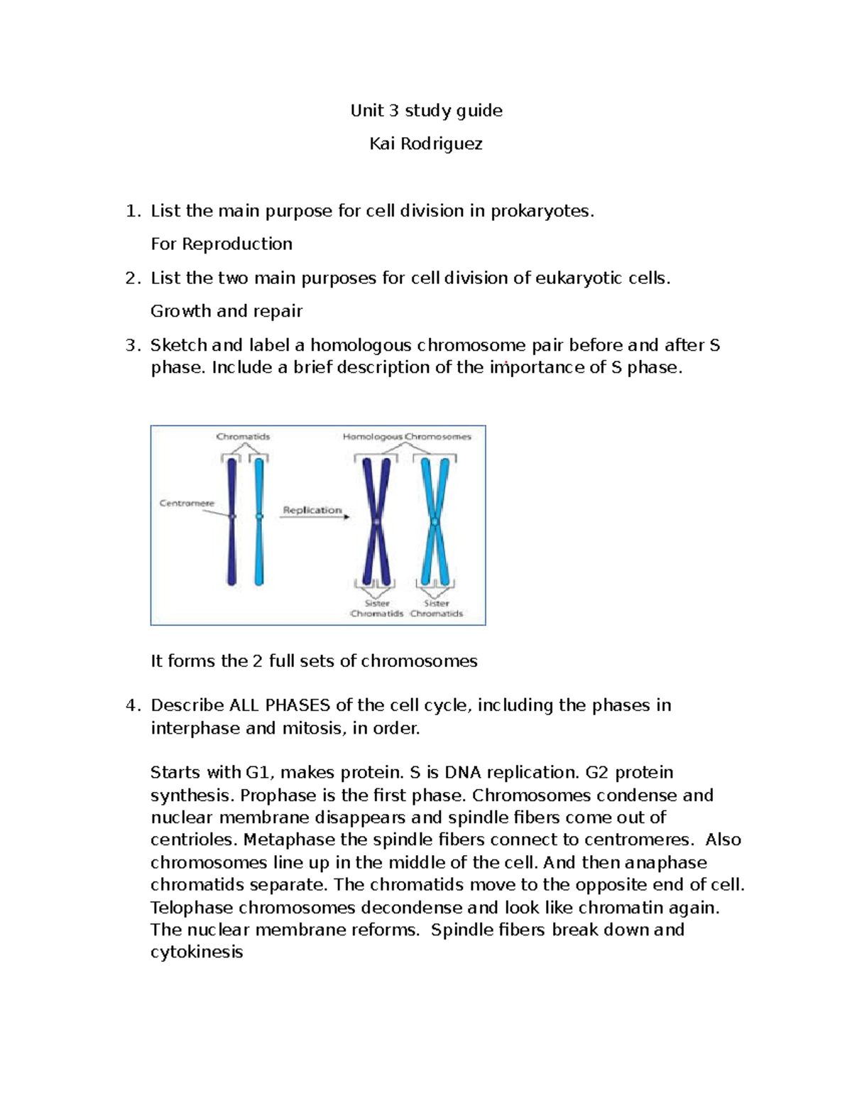 Unit 3 Study Guide: Cell Division & the Cell Cycle - Studocu