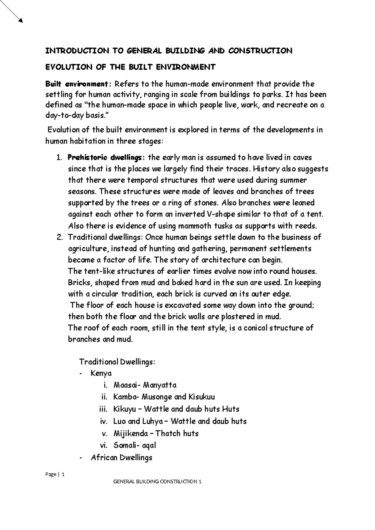General Building AND Construction Notes - INTRODUCTION TO GENERAL ...