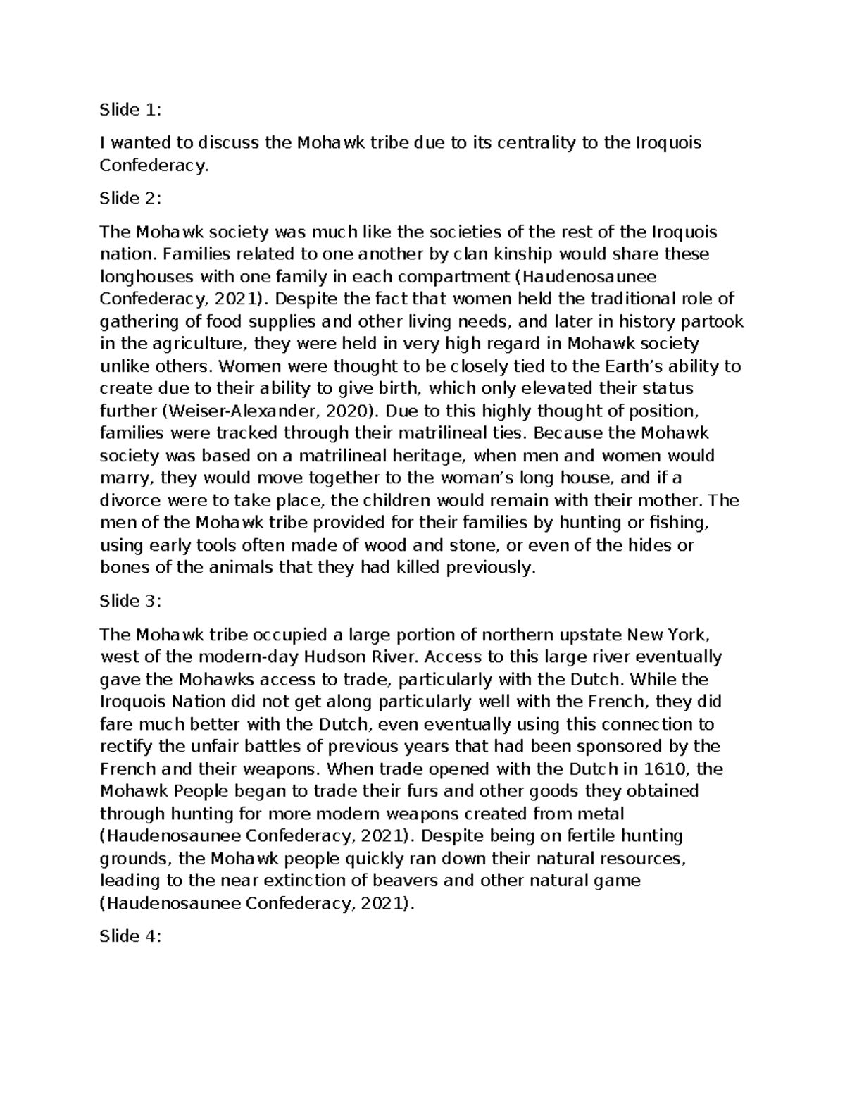 Unit 1 Speaker Notes: Mohawk Tribe and Cultural Diversity Insights ...