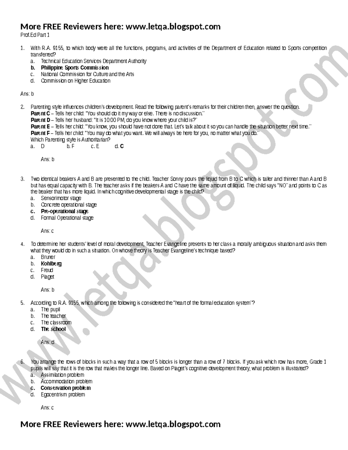 prof ed reviewer part 1 - Prof Part 1 With R. 9155, to which body were ...