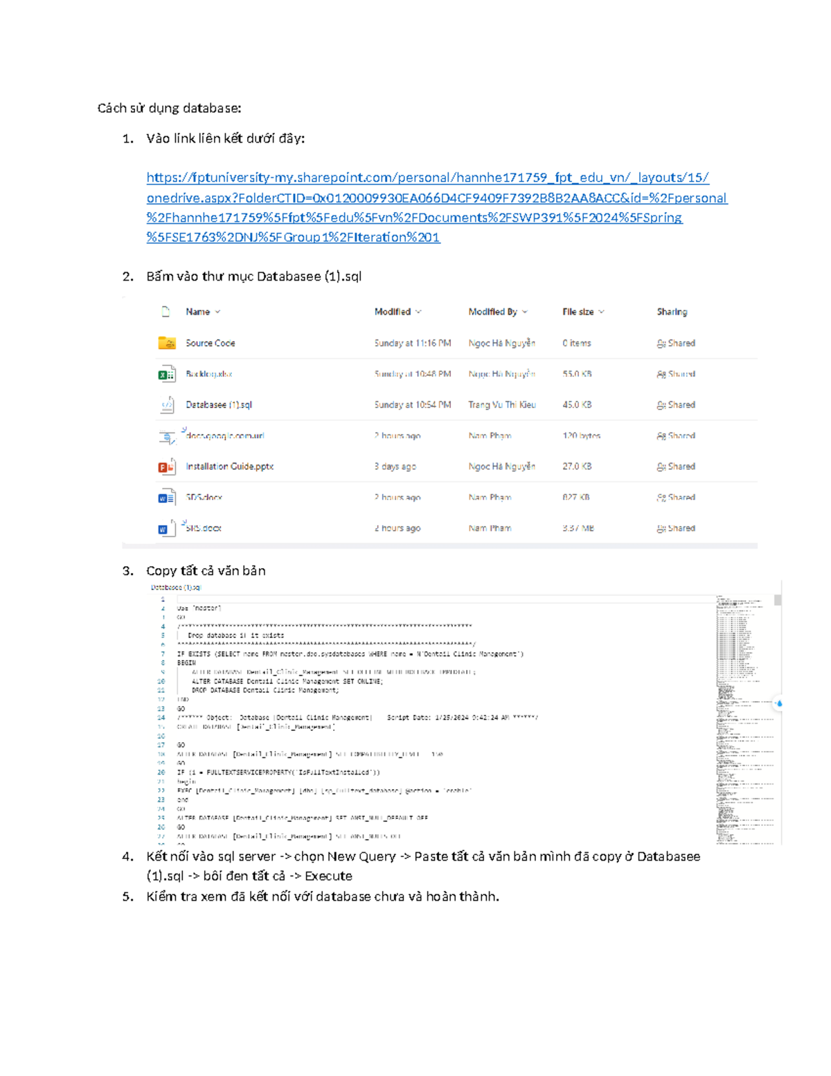 Huong Dan Ket Noi Database - Cách sử dụng database: 1. Vào link liên kết dưới đây: - Studocu