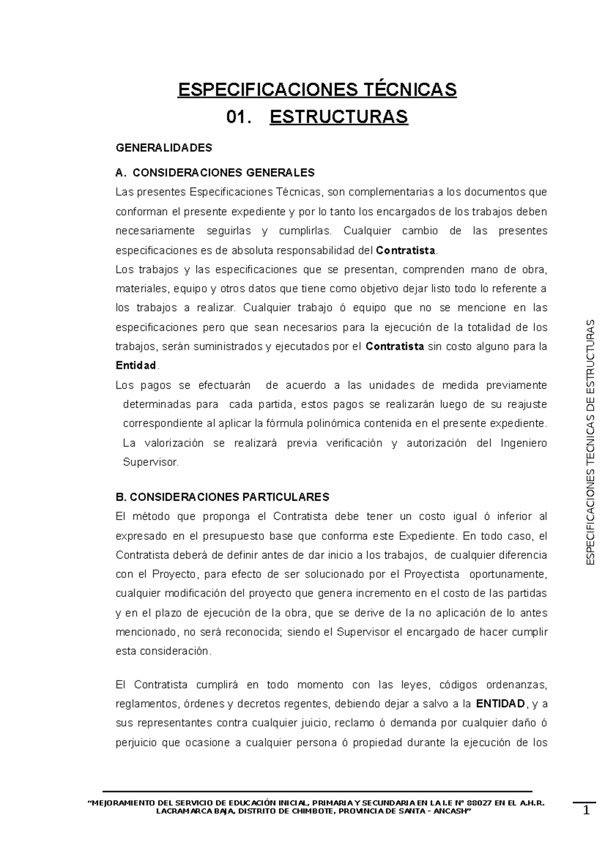 Especificaciones Técnicas de Estructuras - EETT - Studocu