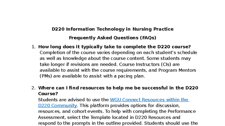 D220 FAQs: Information Technology in Nursing Practice Guide - Studocu