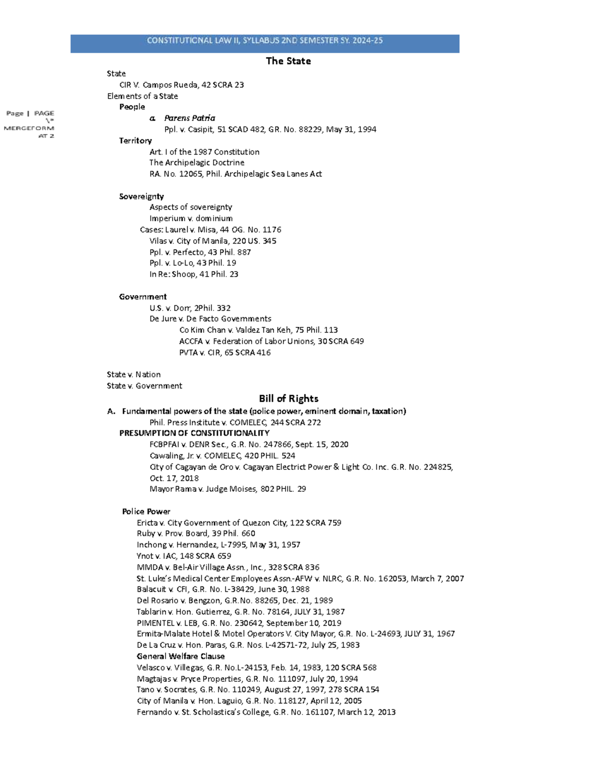 Constitutional Law II: Bill of Rights Study Guide for Law Students ...