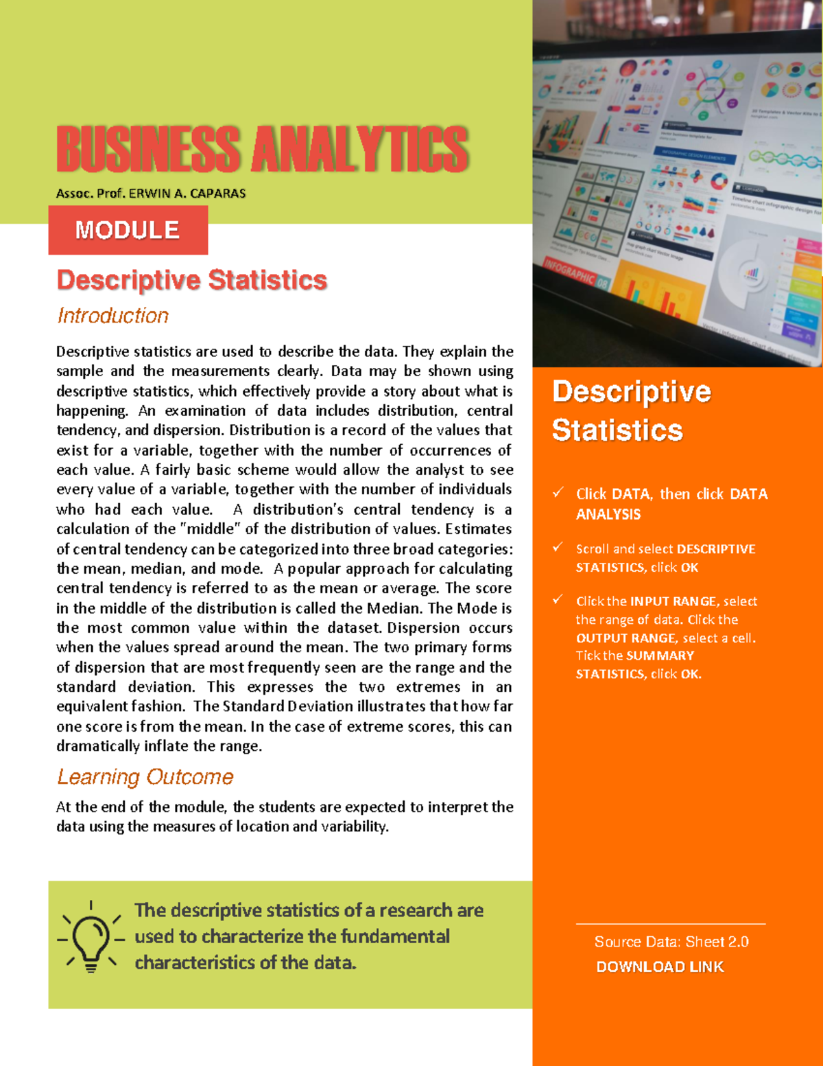 Module 2.0: Comprehensive Guide to Descriptive Statistics in Business ...