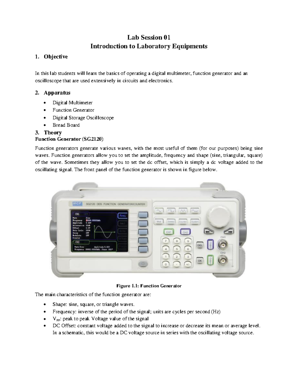 Lab #1: Introduction to Digital Multimeter, Function Generator ...