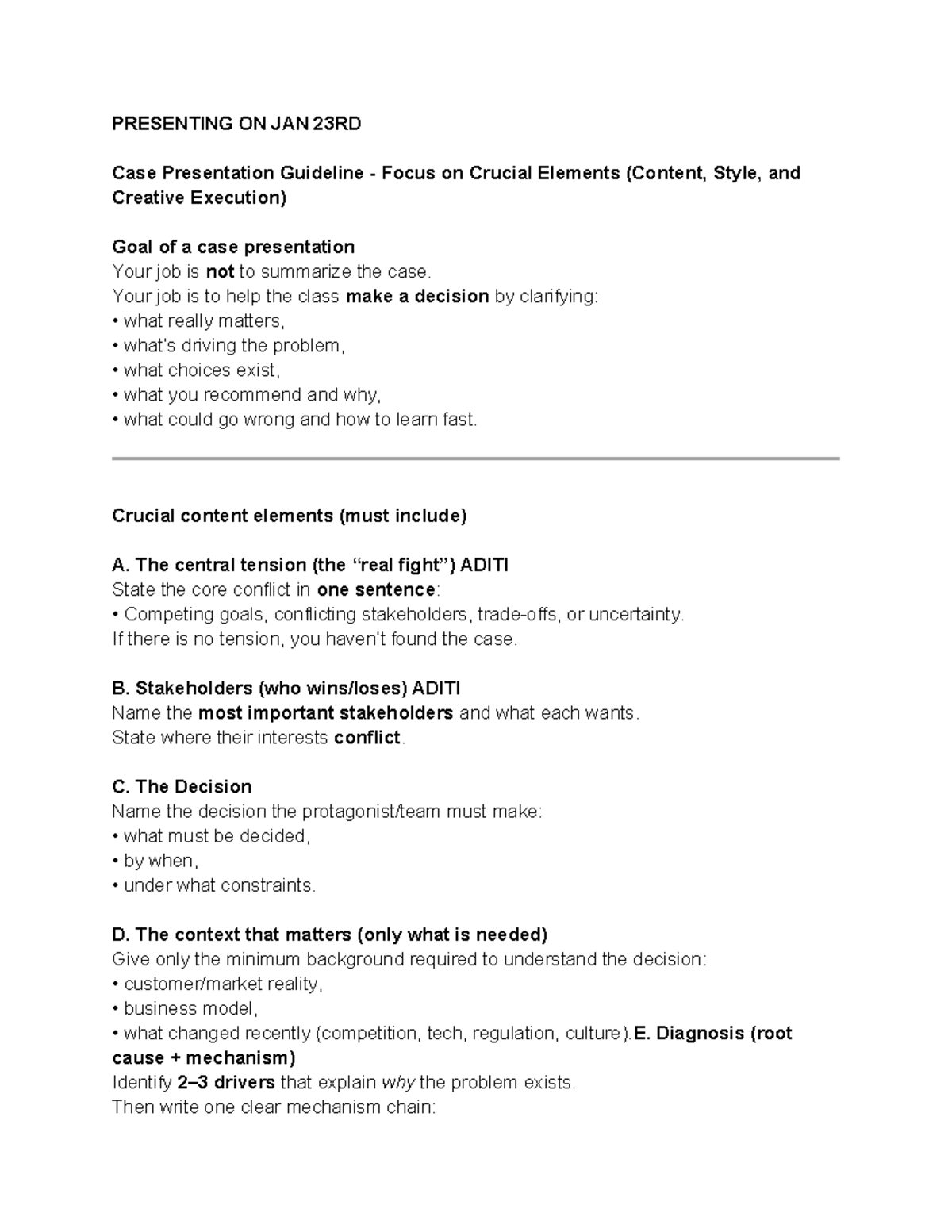 MGMT 441 Case Presentation Guidelines: Key Elements for Success - Studocu