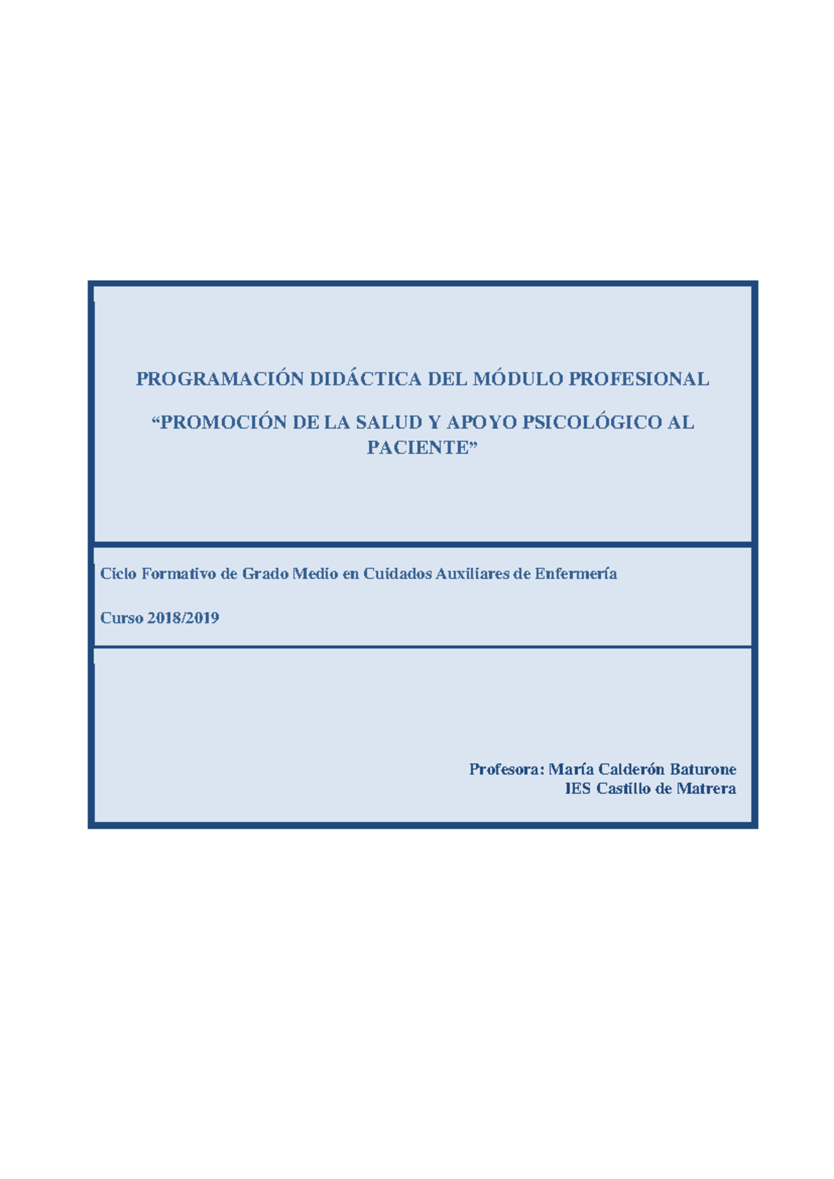Programación Didáctica del Módulo Profesional de Salud y Apoyo ...