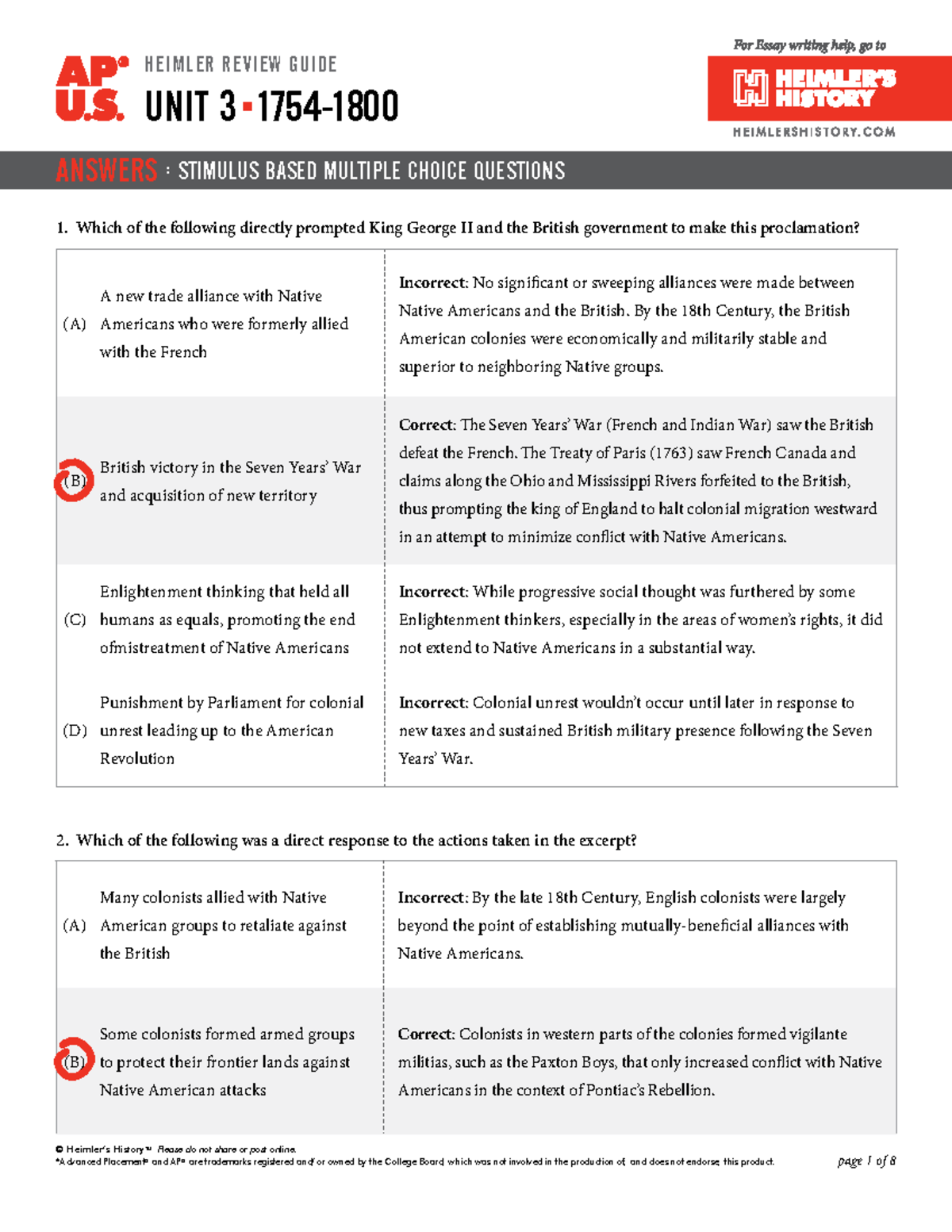 AP US HRG Unit 3 MCQ Answers - UNIT 3 1754- ANSWERS : STIMULUS BASED ...