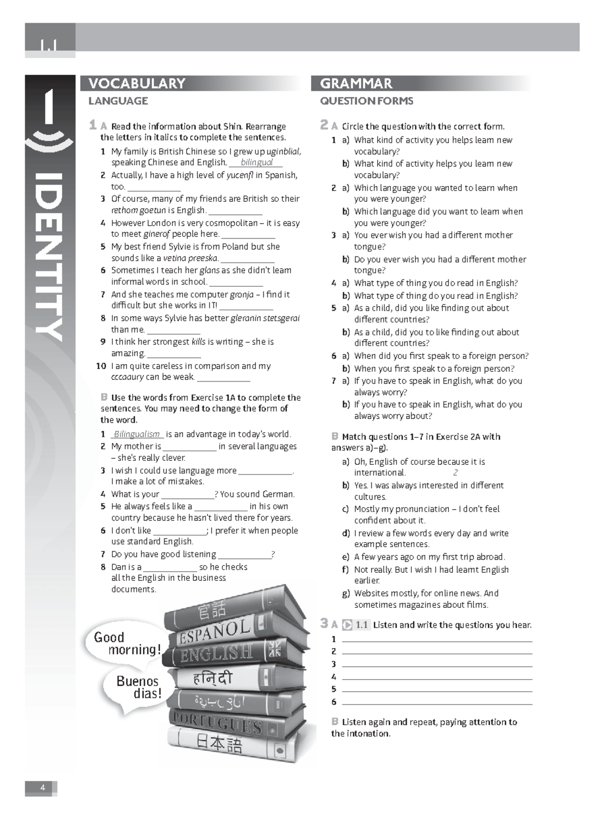 Speakout 2e Intermediate Workbook: Unit 1 - Identity & Language - Studocu
